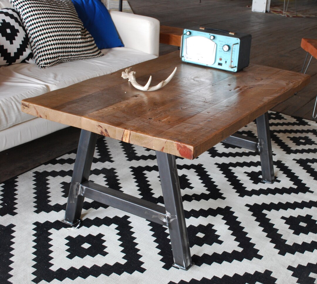 Rustic Modern Coffee Table Made With Reclaimed Wood and Steel A Frame ...
