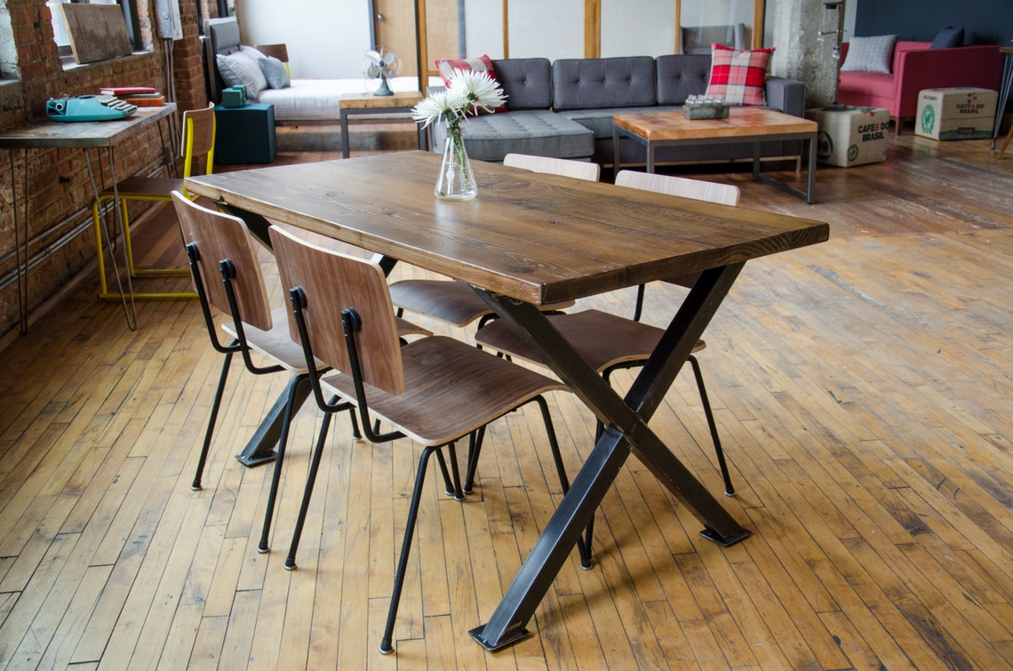 Industrial Vintage Wood Dining Table Made With Reclaimed Wood - Etsy