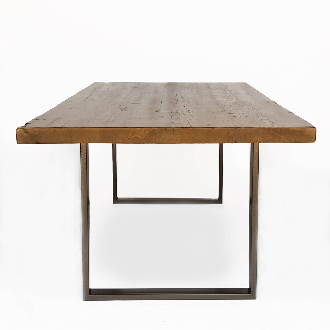 Modern U Design Dining Table With Reclaimed Wood Top and Steel - Etsy