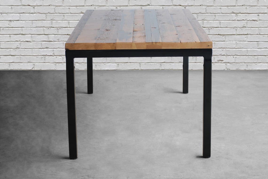 Modern Steel Parsons Table With Solid Wood Top in Your Choice - Etsy