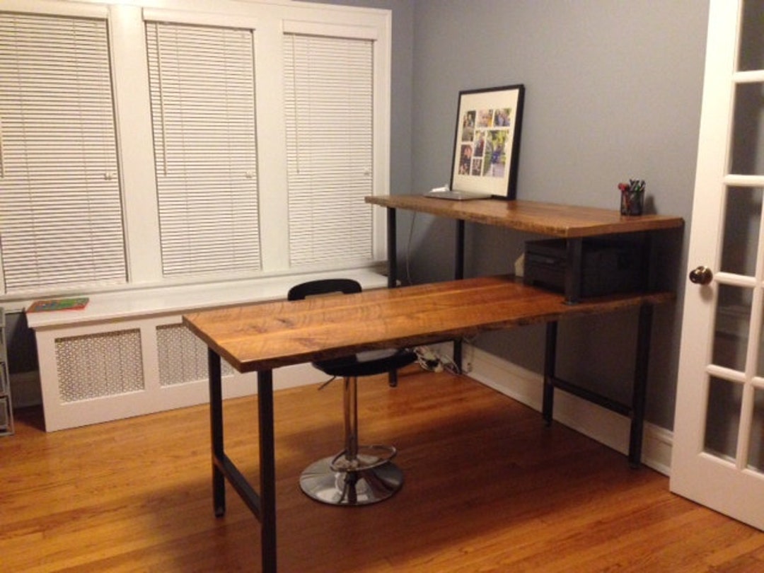 Standing L Shape Desk Made of Reclaimed Wood. Custom and Handmade ...