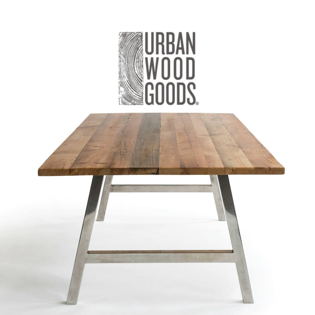 Rustic Wood Dining Table With Reclaimed Wood Top and Brushed - Etsy