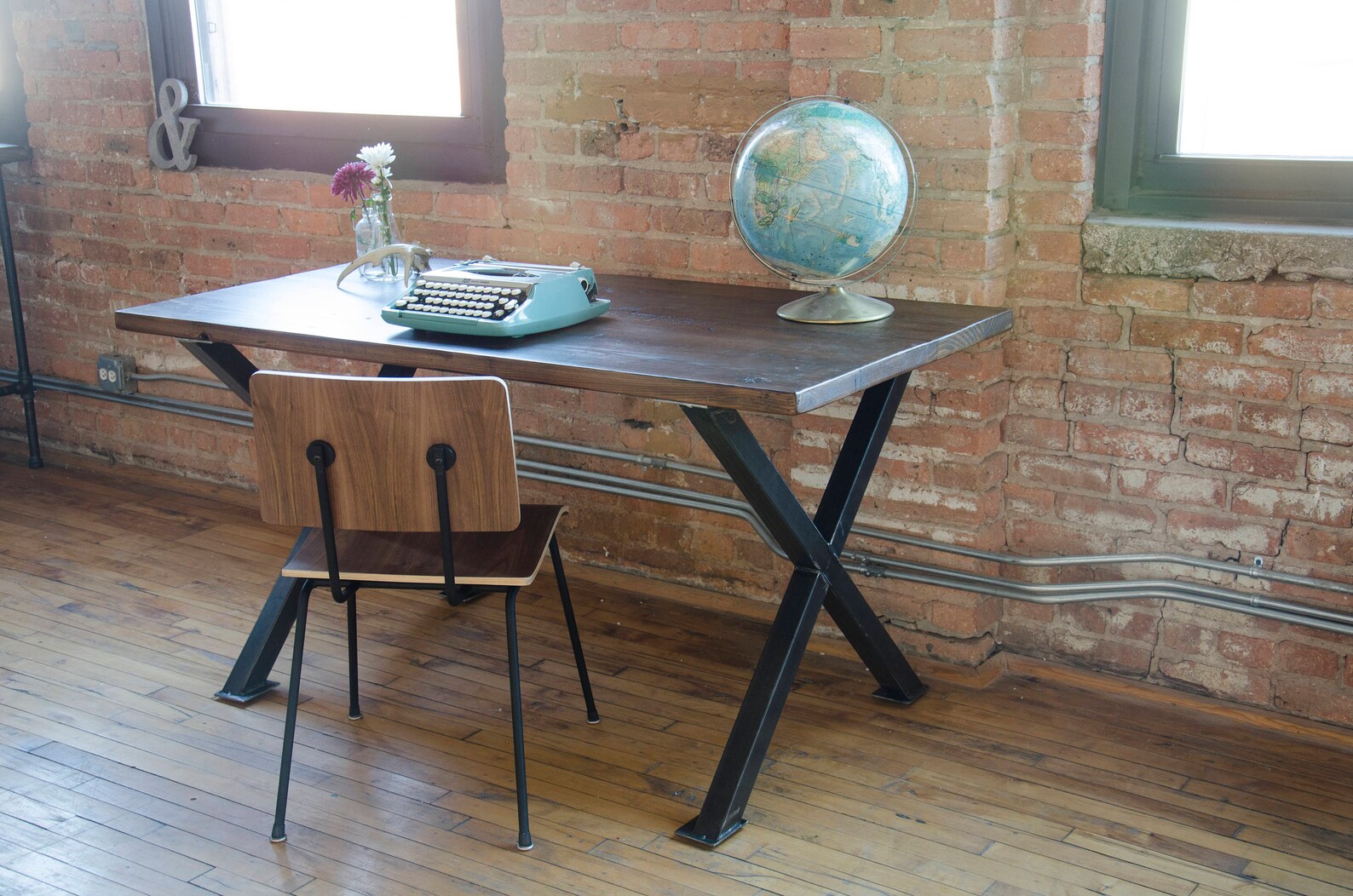 Modern Farmhouse Desk Made With Reclaimed Wood and Steel X | Etsy