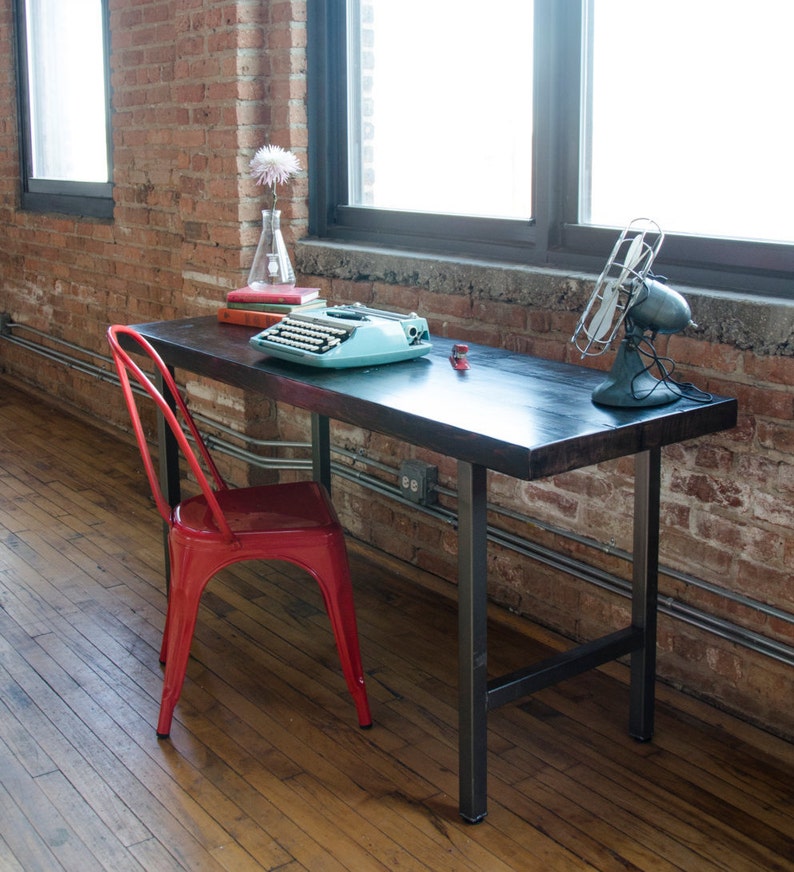 Reclaimed Wood Desk With Steel H Frame Legs in Choice of - Etsy
