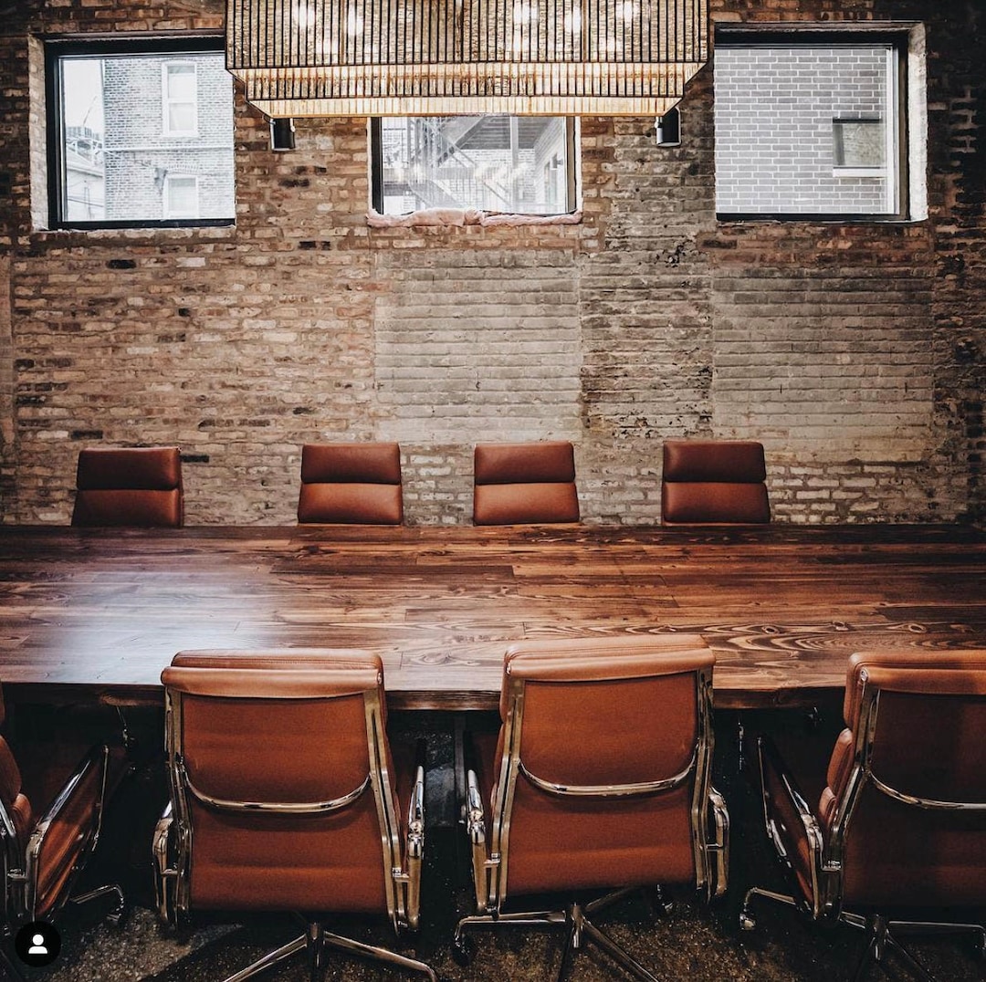 Reclaimed Wood Dining Table Rectangle Solid Wood Conference Table Thick ...