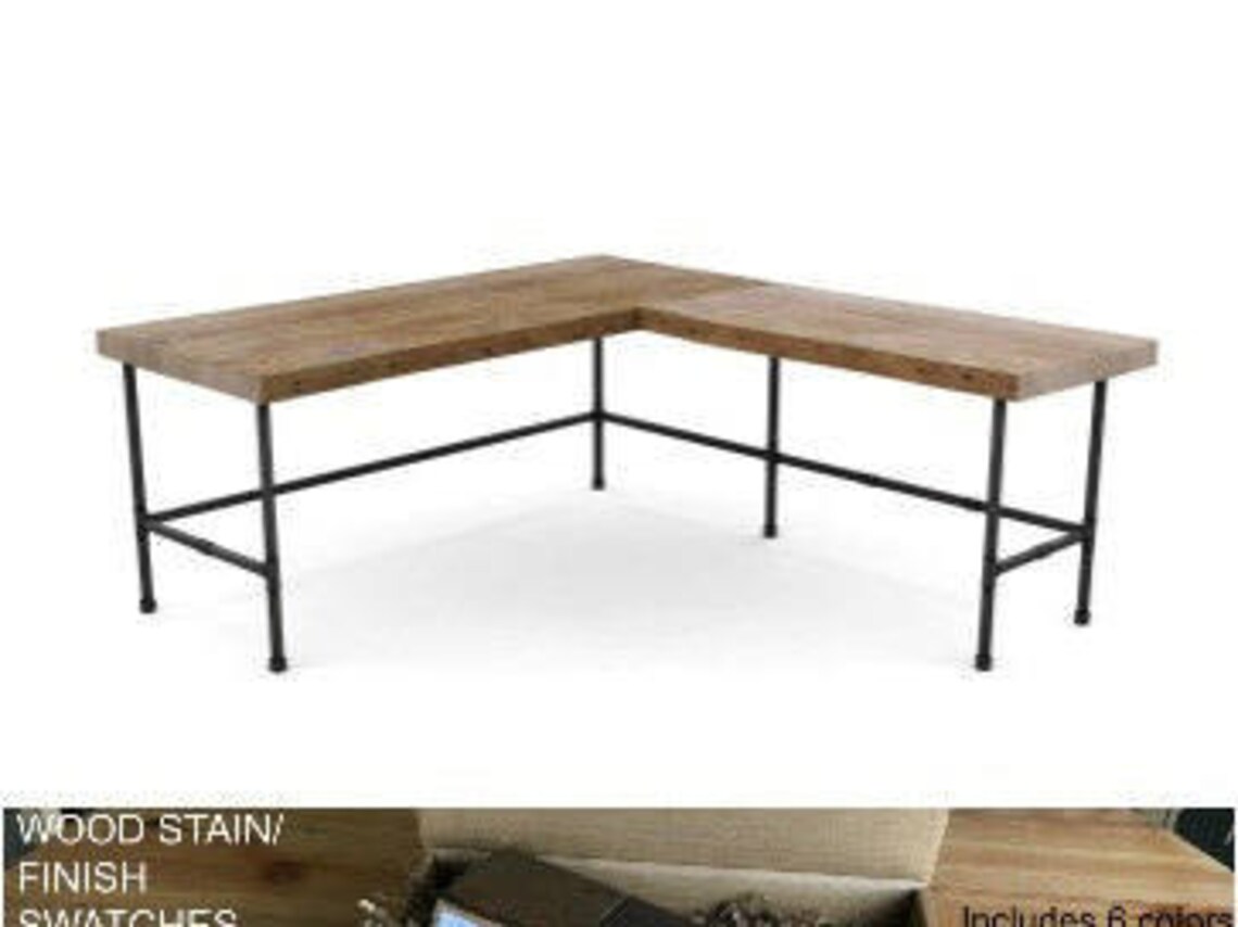 Rustic Modern L Shaped Desk With Barn Wood Top and Iron Pipe - Etsy