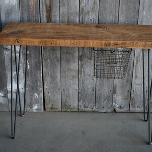 Rustic Console Table With Locker Basket. Choose Size and Wood Finish ...