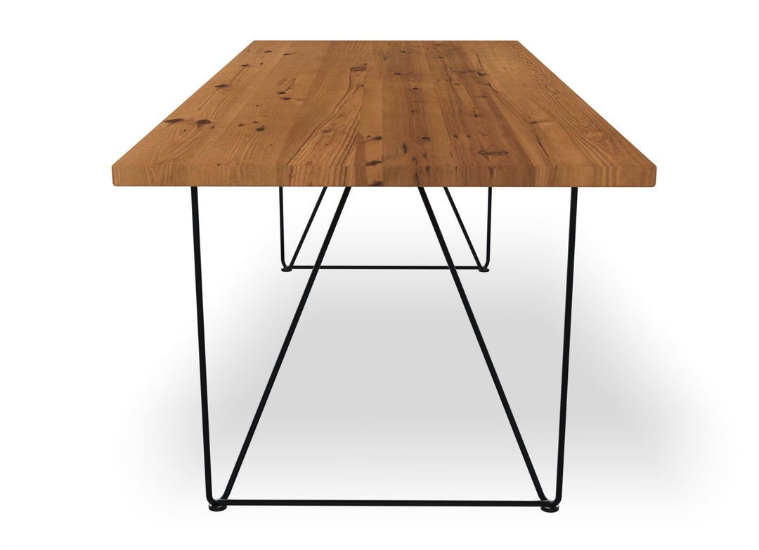 Natural Wood Table With Wire Frame Recycled Wood Table for Conference ...