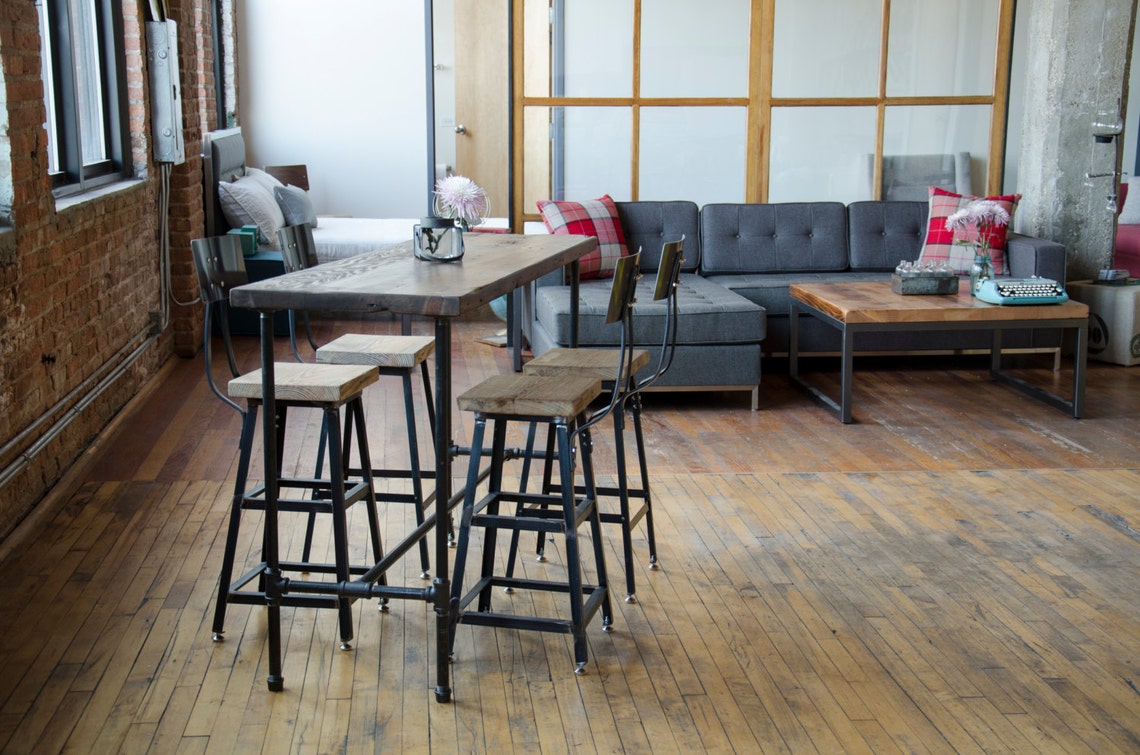 Counter Height Kitchen Table With Reclaimed Wood Top and Pipe - Etsy
