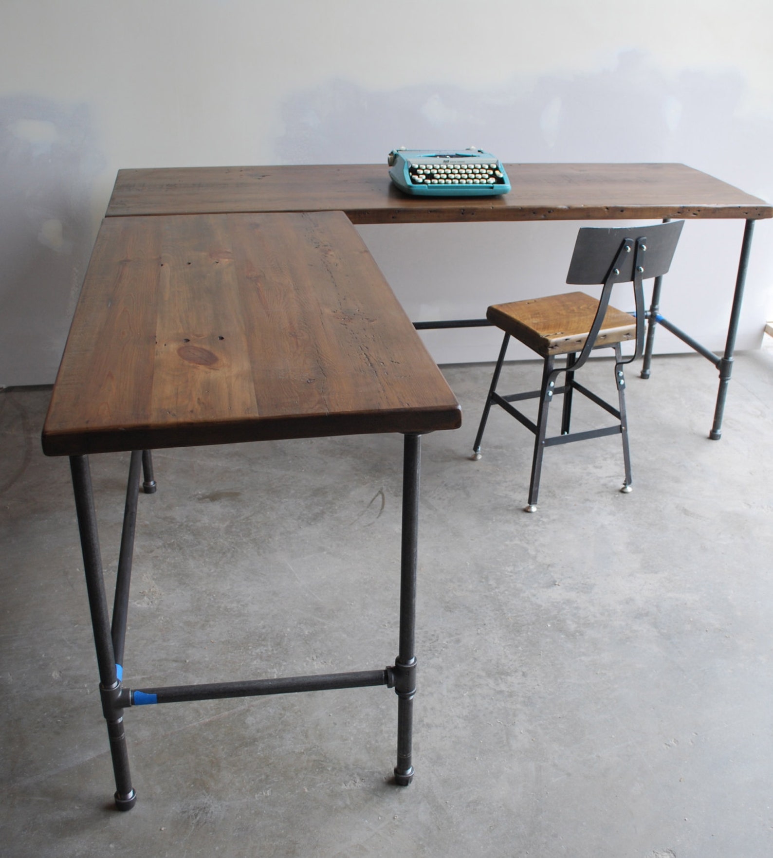 Standing L Shape Desk Made of Reclaimed Wood. Custom and - Etsy