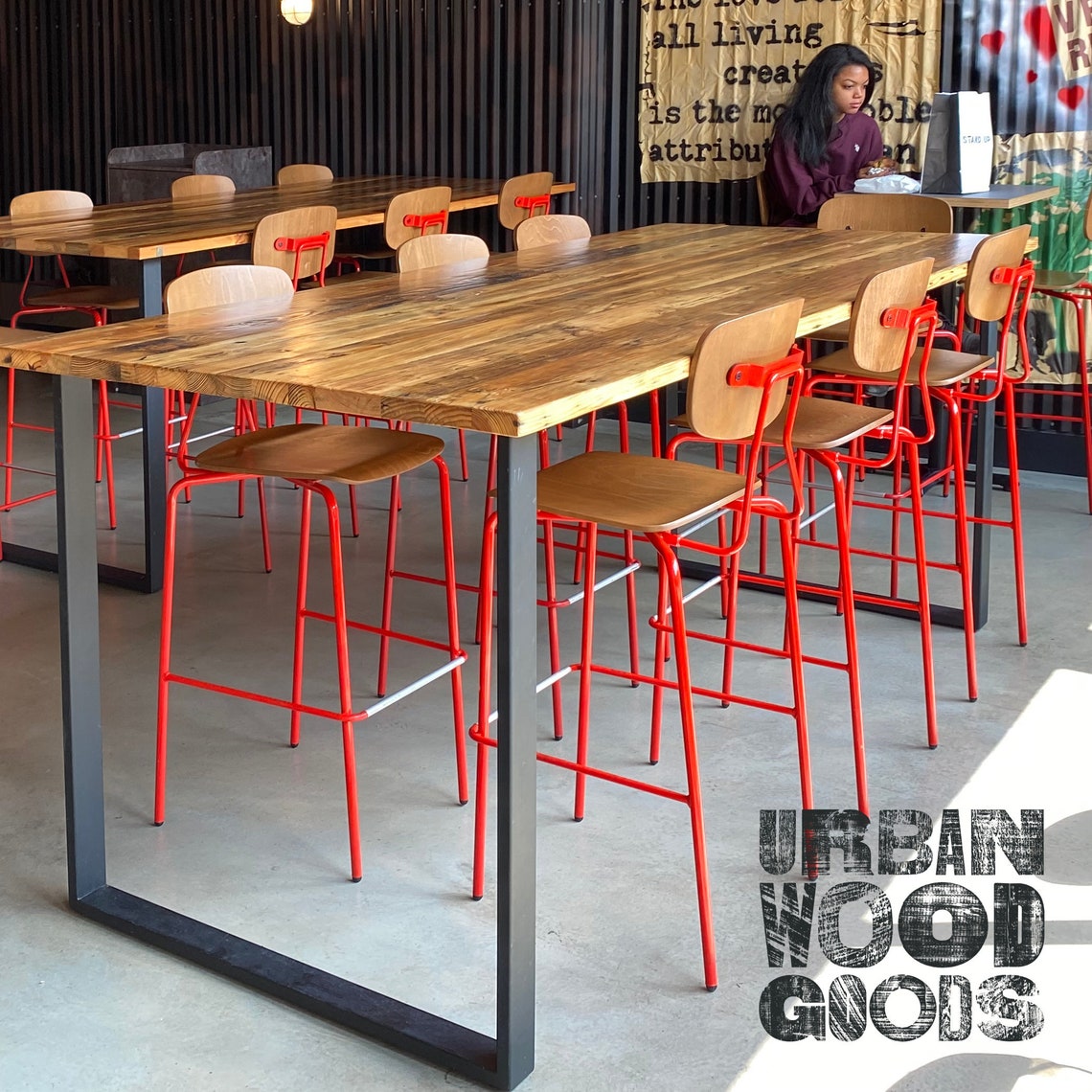 Restaurant High Top Table With Solid Reclaimed Wood Top and - Etsy