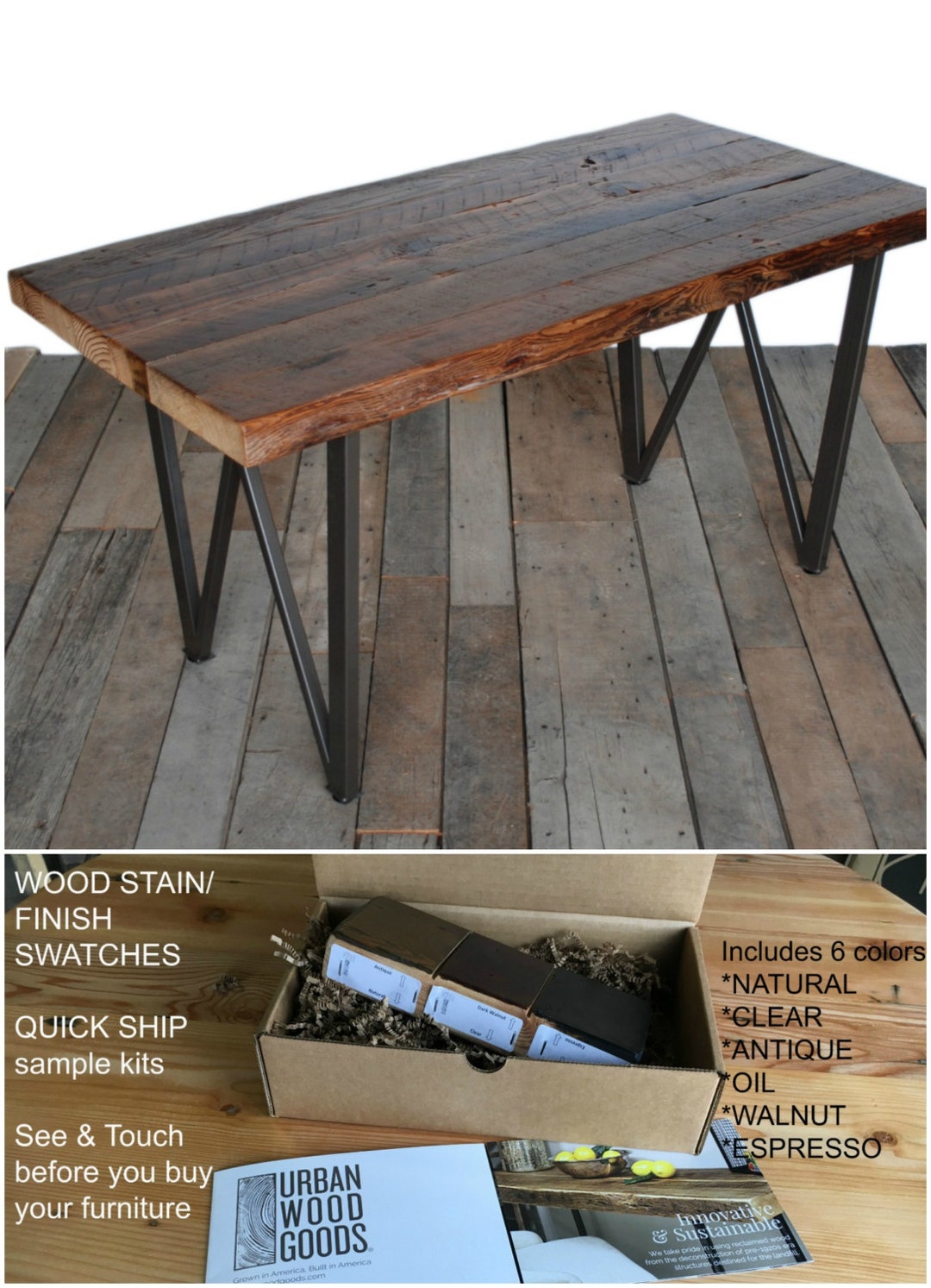 Rustic Dining Table Made With Reclaimed Wood and Modern Steel - Etsy