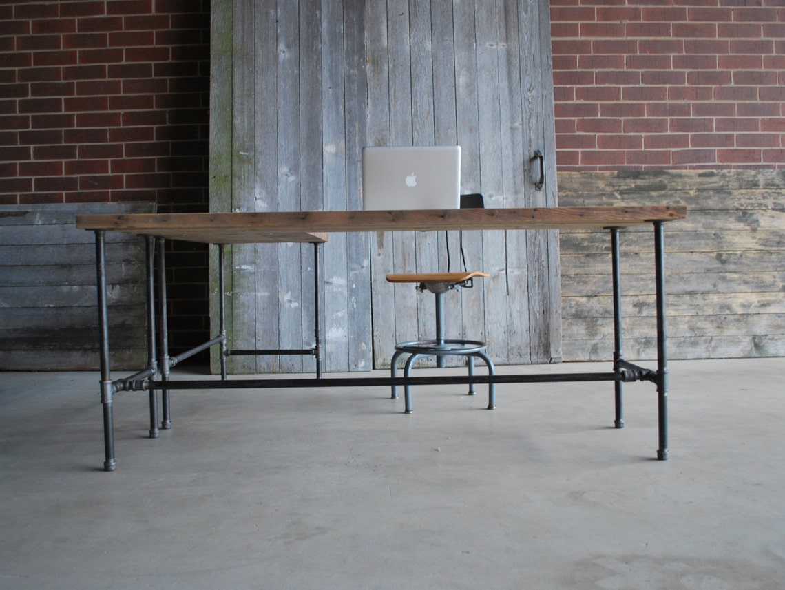 L shape modern rustic desk made of reclaimed wood. Choose your | Etsy