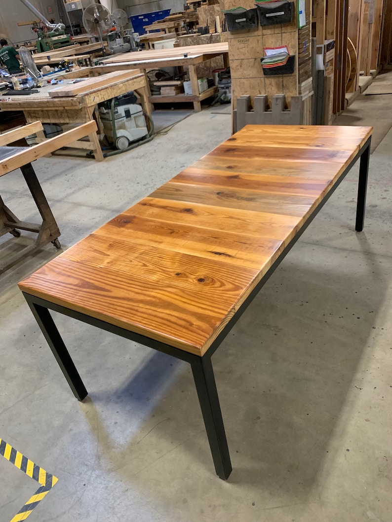 Reclaimed Wood and Steel Dining Table | Etsy