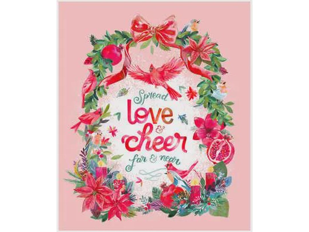 Love and Cheer Panel by Amarilys Henderson | Multi Green Red | 36” X 43 ...