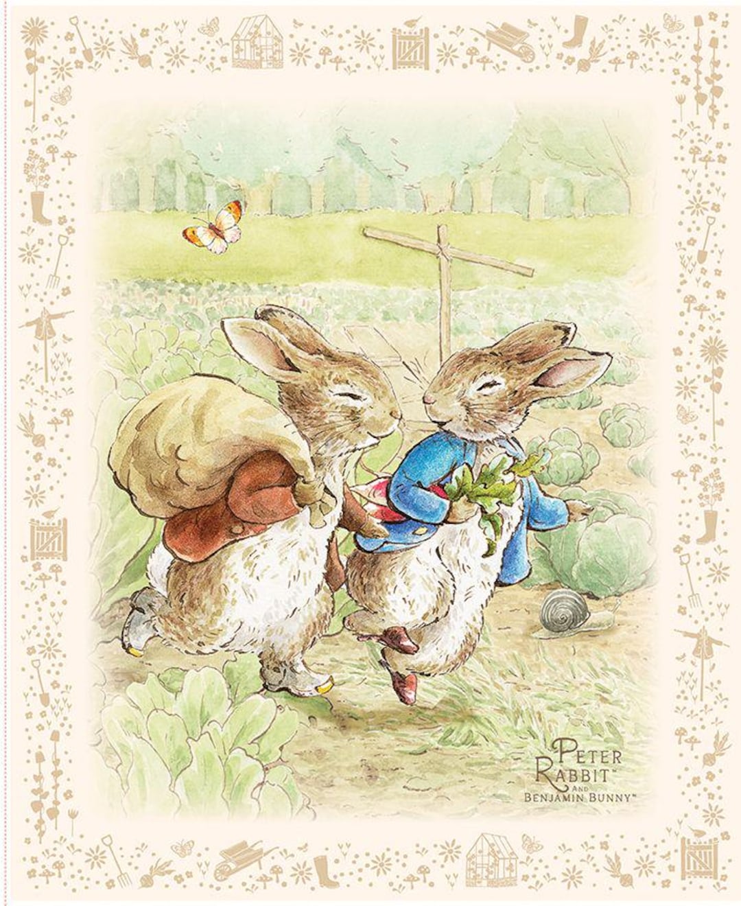 Peter Rabbit and Benjamin Bunny Panel by Beatrix Potter- - Etsy