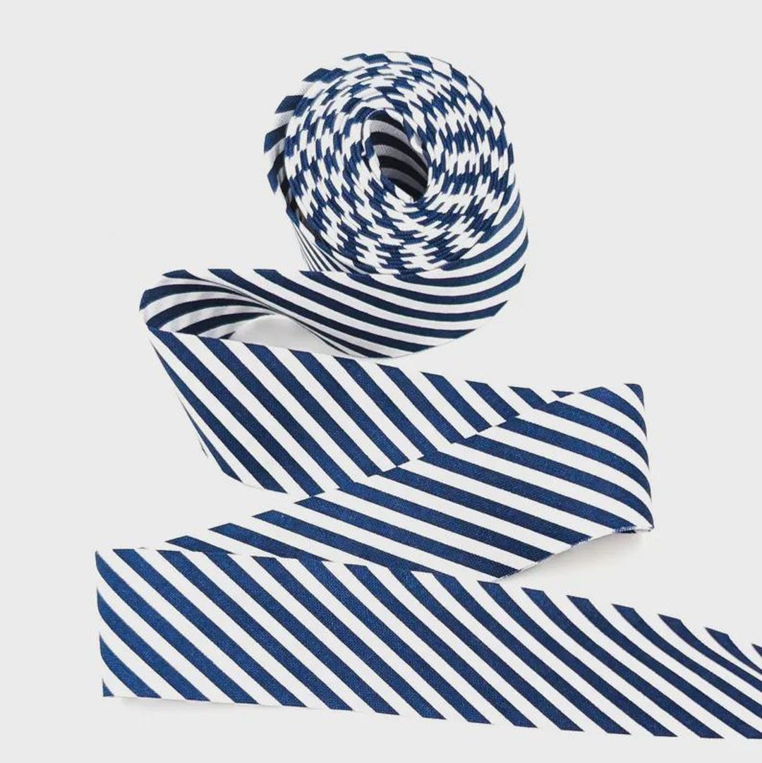 2.5” Bias Quilt Binding – Navy Stripe Ready-made Cotton Binding, Sold ...
