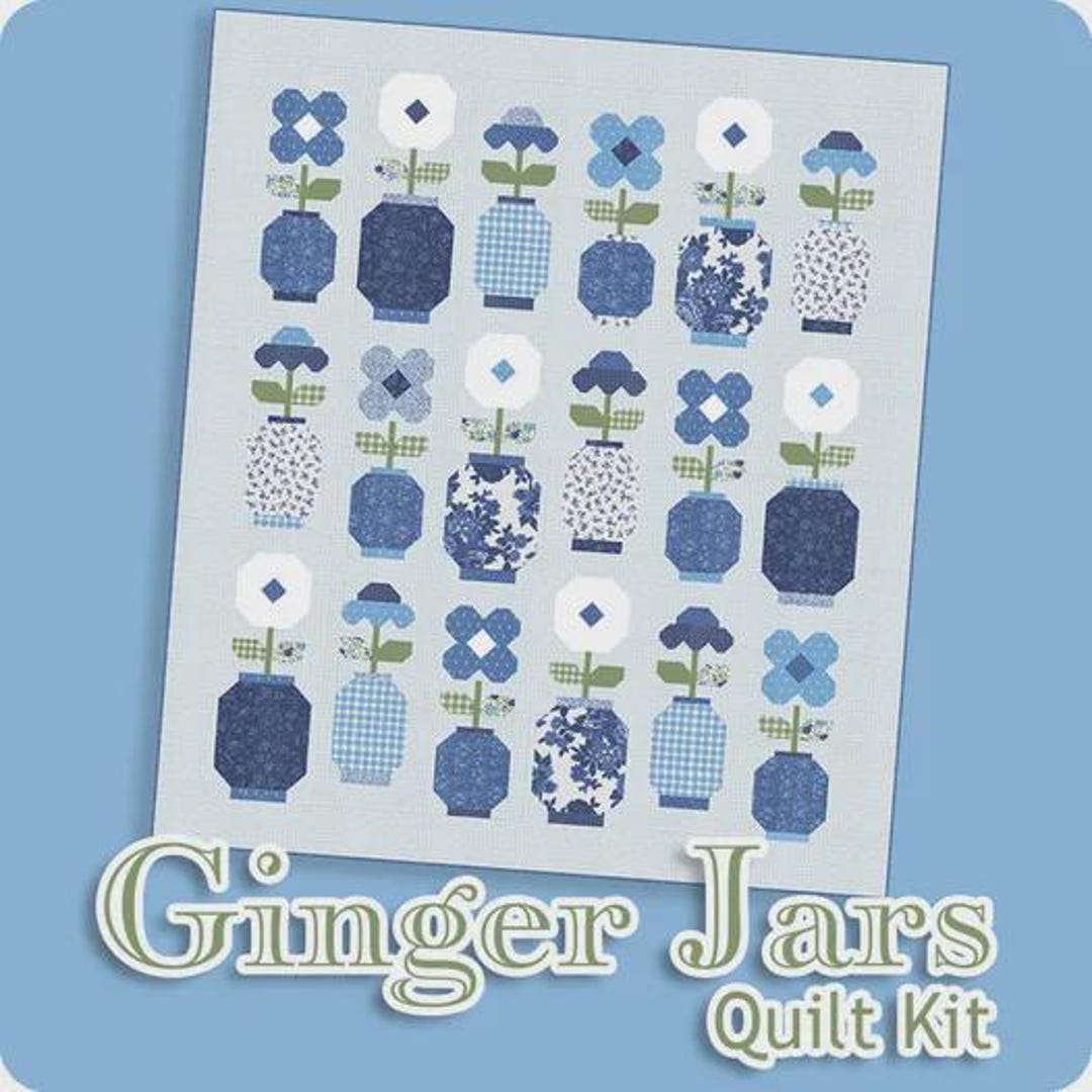 Ginger Jars Boxed Quilt Kit (60” X 68”) Fabric Collection is Blueprint ...