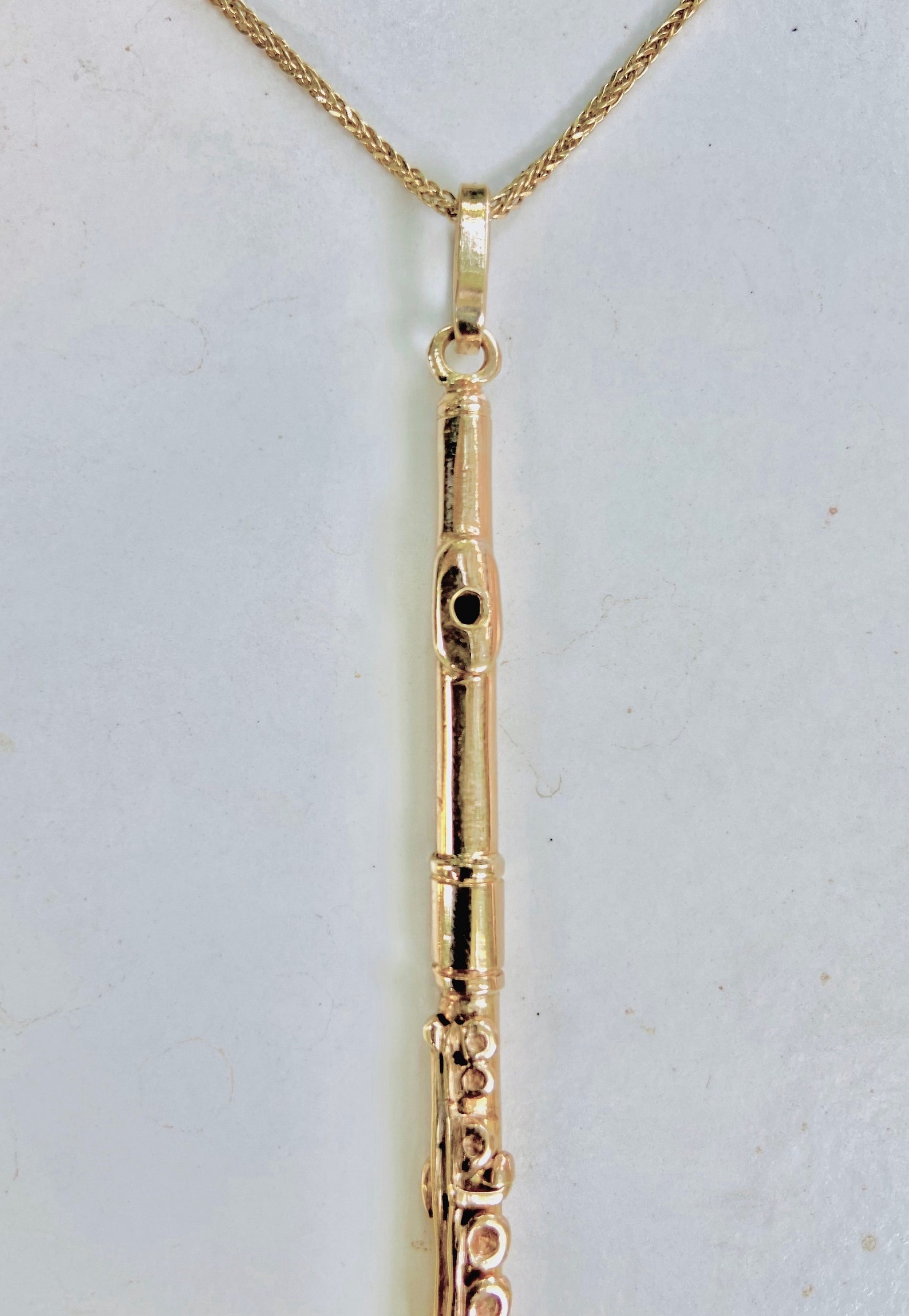 14K Solid Gold Realistic Flute Pendant New Flute Chisseko Special - Etsy
