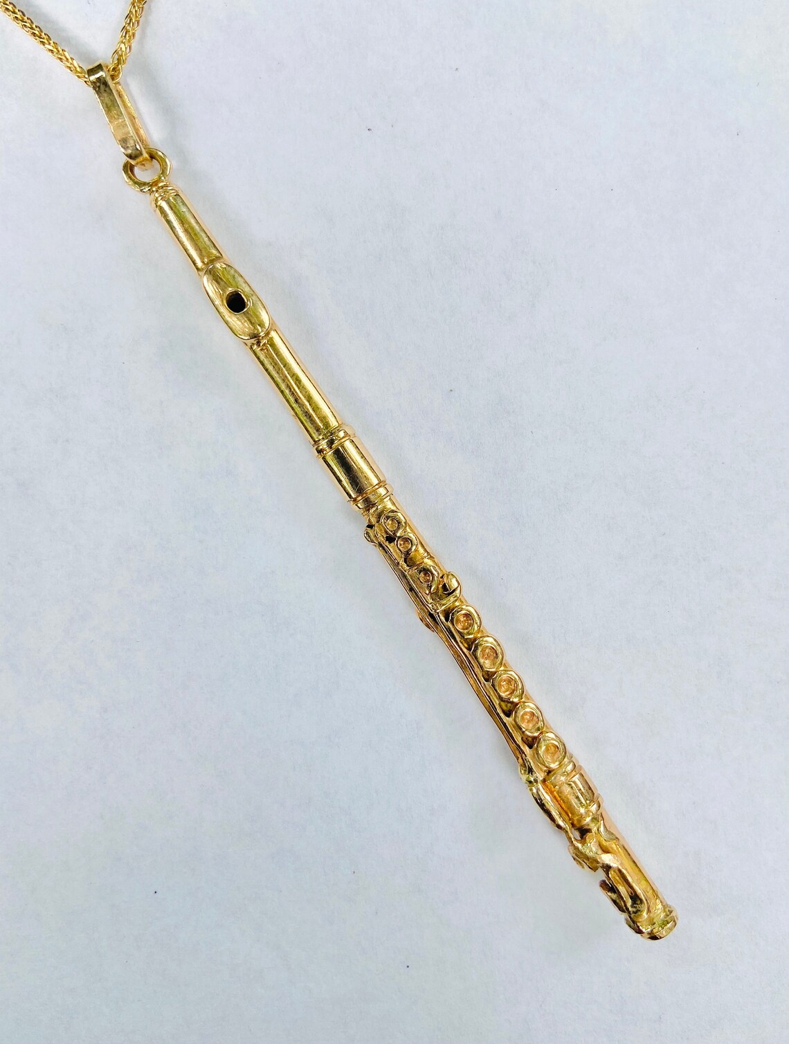 14K Solid Gold Realistic Flute Pendant New Flute Chisseko Special - Etsy