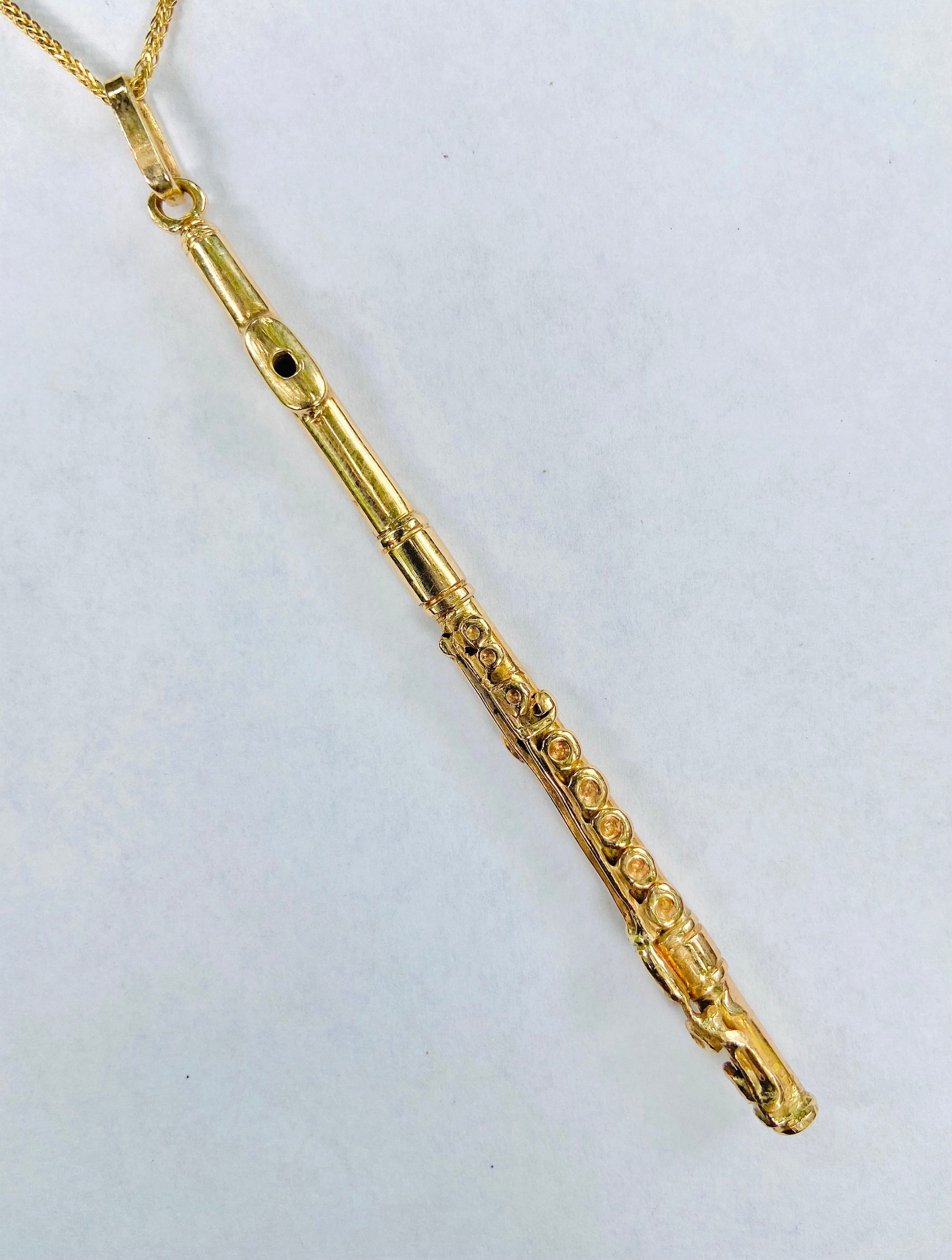 14K Solid Gold Realistic Flute Pendant New Flute Chisseko Special - Etsy