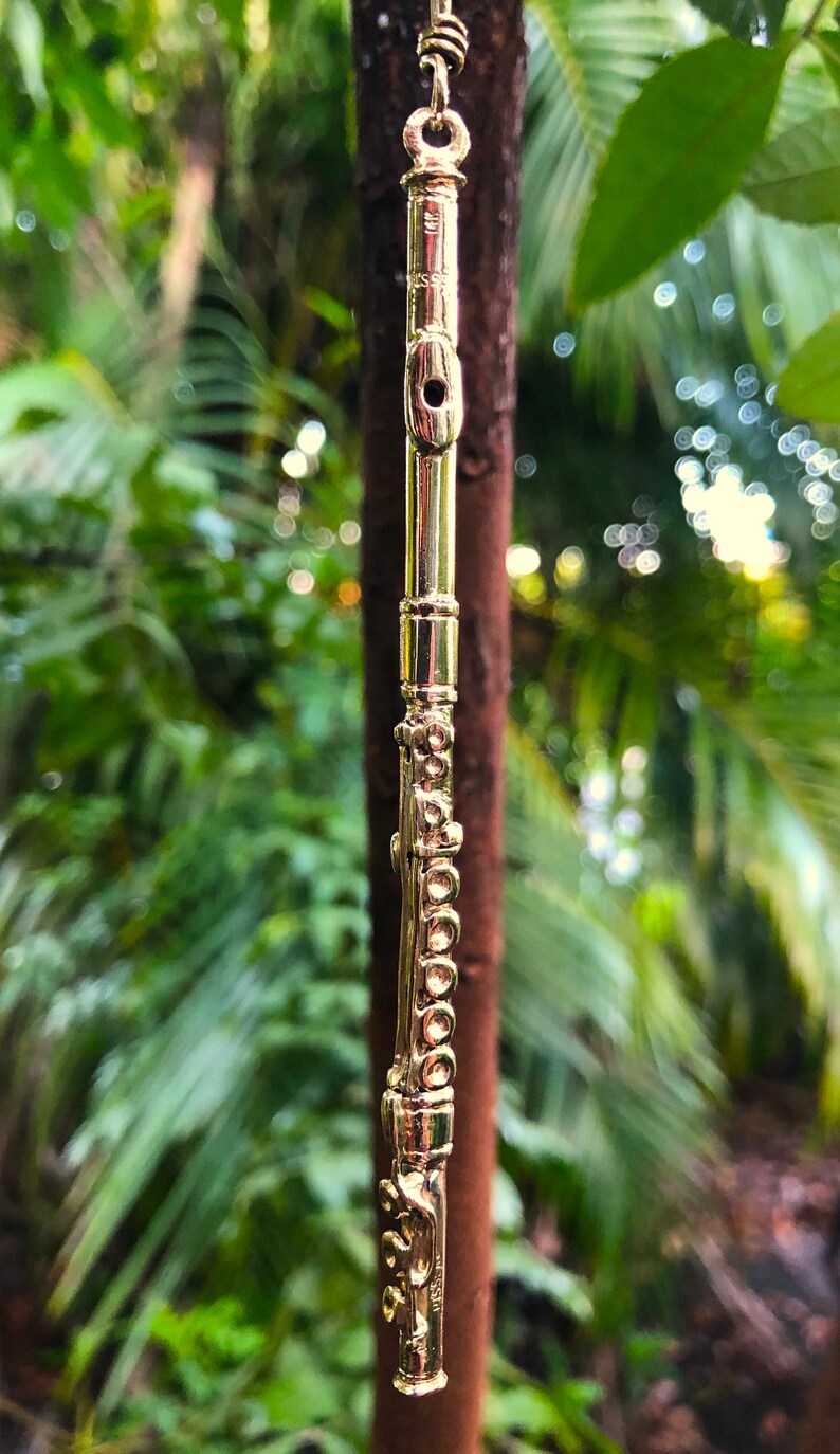 14K Solid Gold Realistic Flute Pendant New Flute Chisseko Special - Etsy