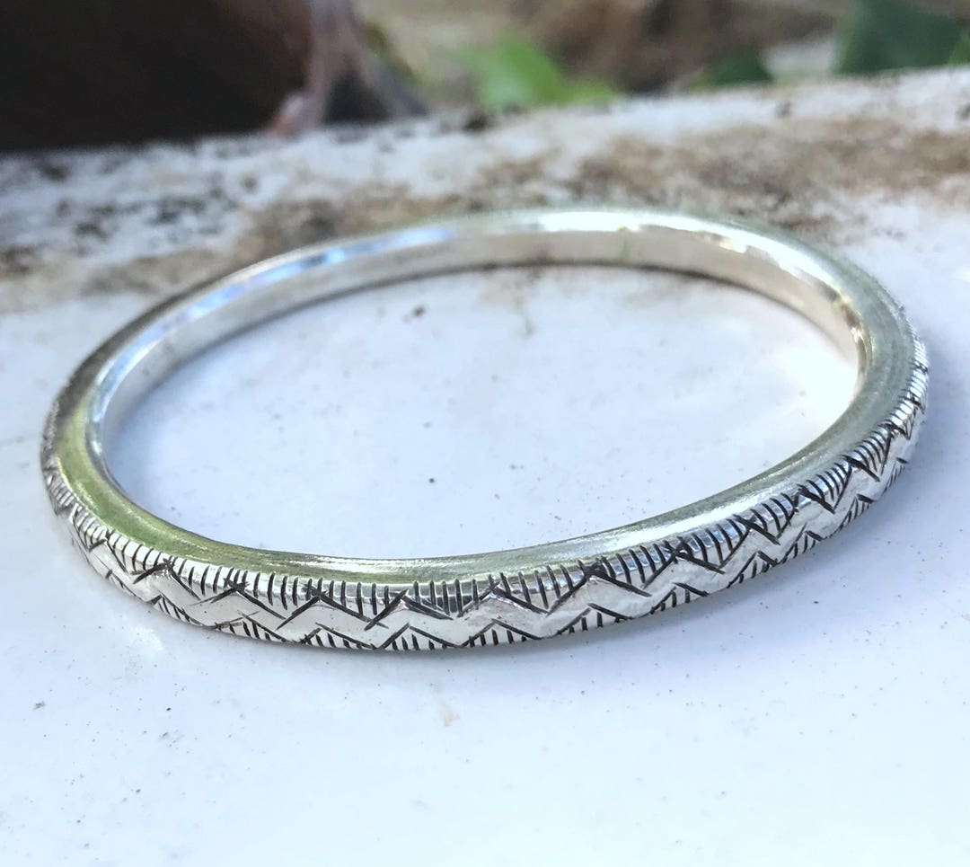 Extra Heavy Sterling Silver Bangle Engraved African No 22 Chisseko ...