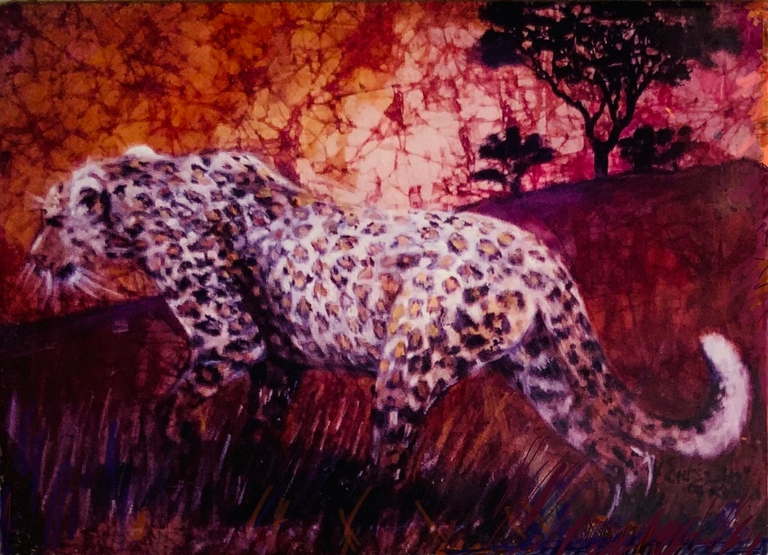 The Leopard Twilight Patrol Batik Textile Arts - Etsy