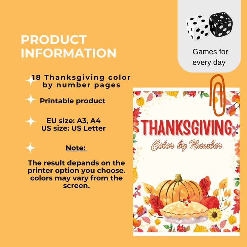 Thanksgiving Color by Number Pages: Kids Printable Activity (PDF ...