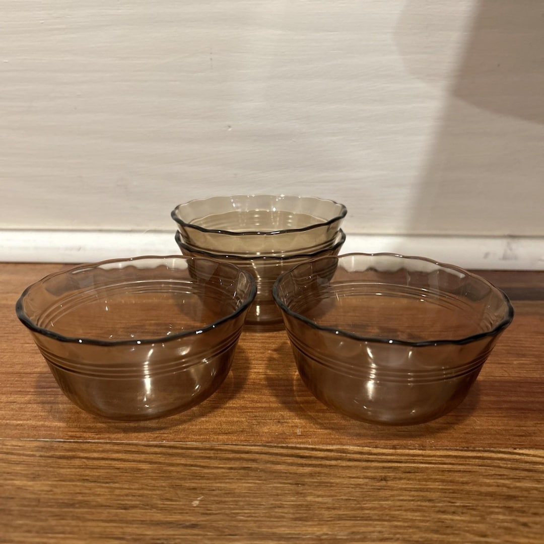 Vintage Amber Pyrex Custard Cups Set of 4 #463 (6 Oz, Scalloped Edge ...