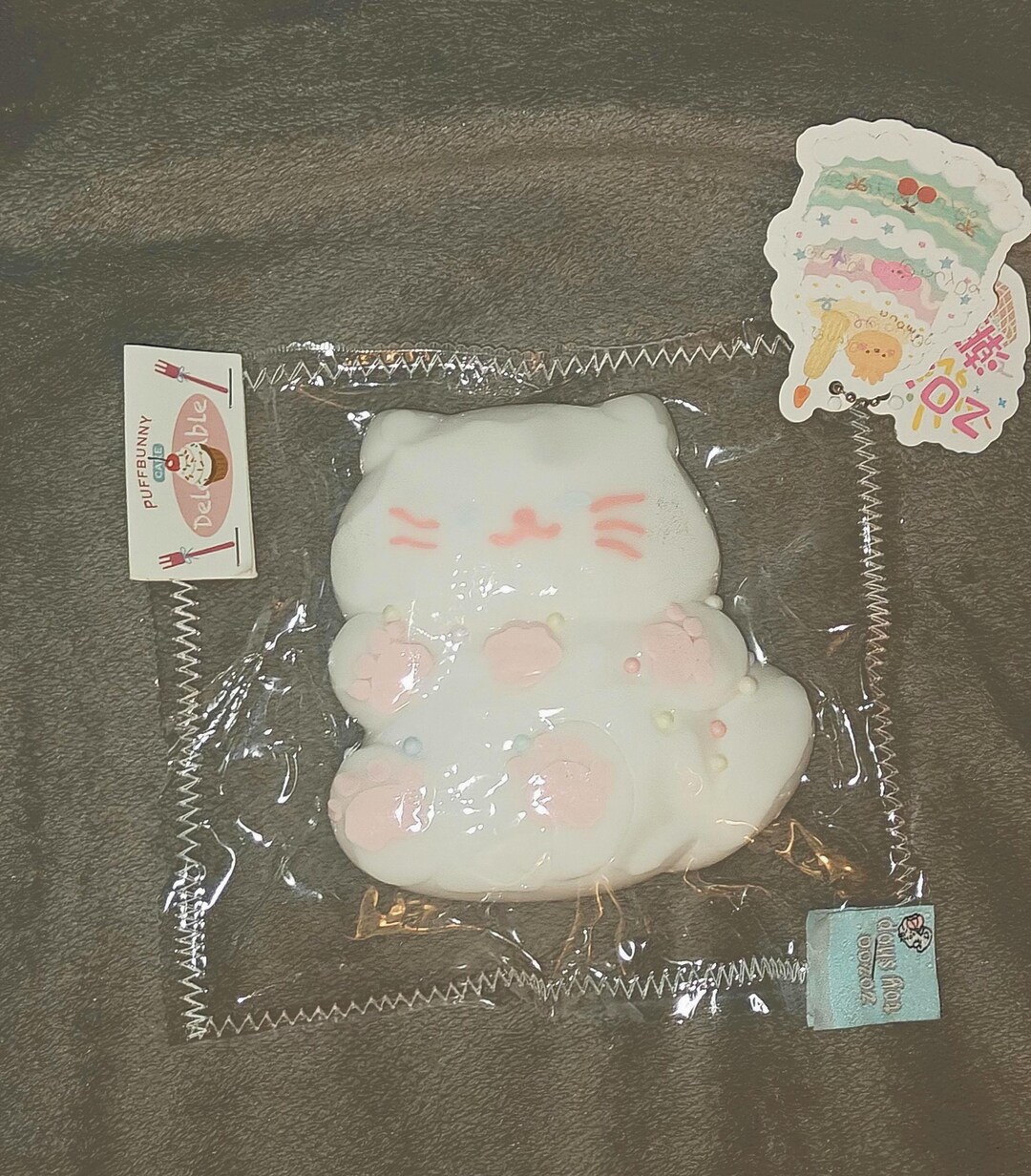 Kawaii White Cat Marshmallow Squishy With Pastel Candy Details – Super ...