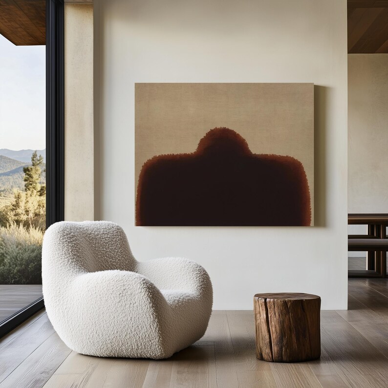 Japandi Wall Art: Minimalist Abstract Ink Artwork, Earth Tone Modern ...