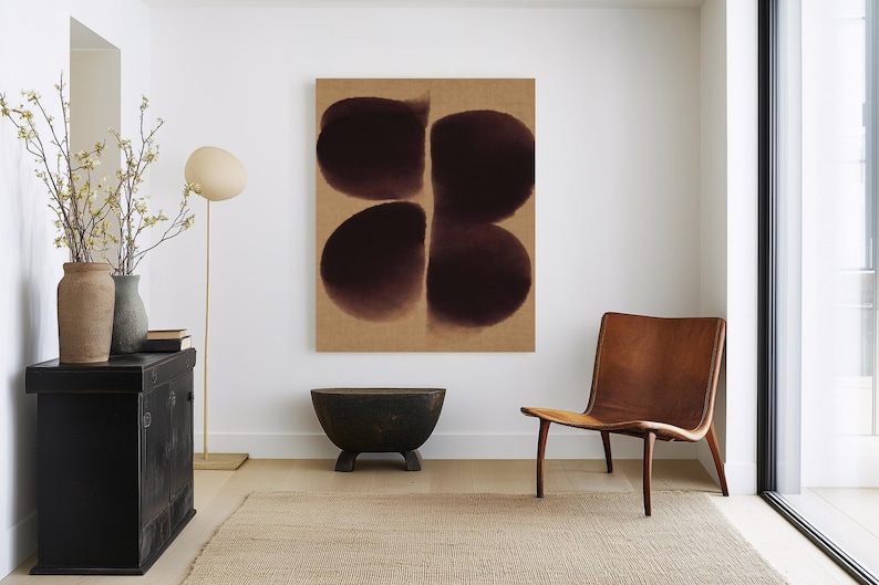 Minimalist Abstract Wall Art: Japandi Organic Modern Decor, Plum Wabi ...