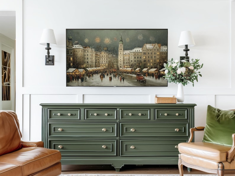 Winter Holiday Frame TV Art: Vintage European New Year's Eve Samsung ...
