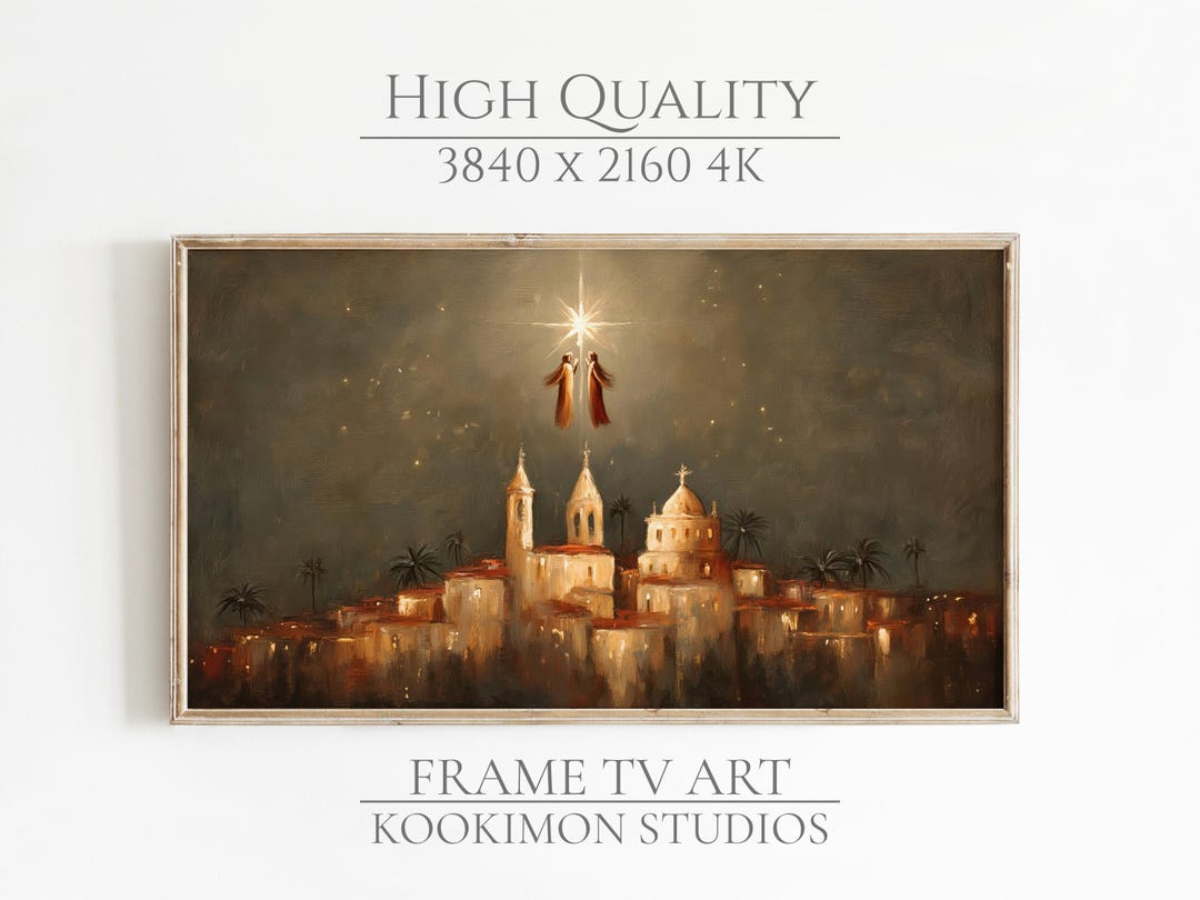 Nativity Frame TV Art: Holy Night Bethlehem Star Painting for Samsung ...