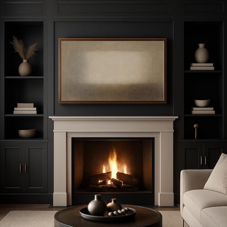 Neutral Frame TV Art: Japandi Minimalist Abstract Artwork, Soft Earth ...