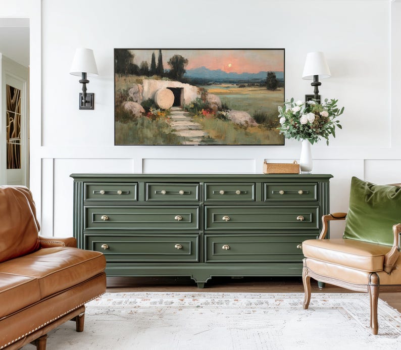 Arte de TV con marco de Pascua: Pintura de resurrección cristiana, obra ...