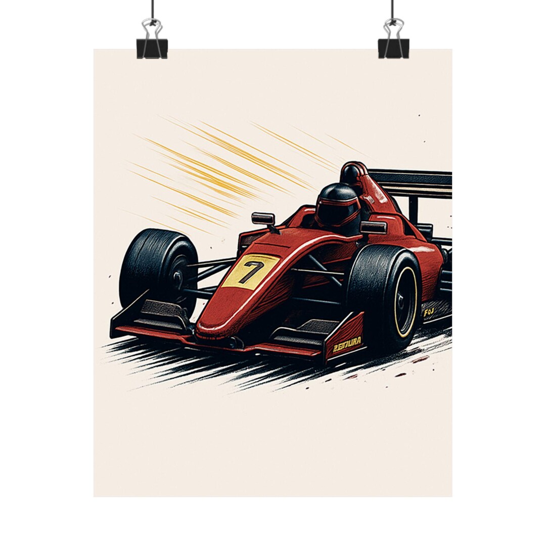 Vintage Red Formula Race Car Poster | Matte Vertical Poster - Etsy