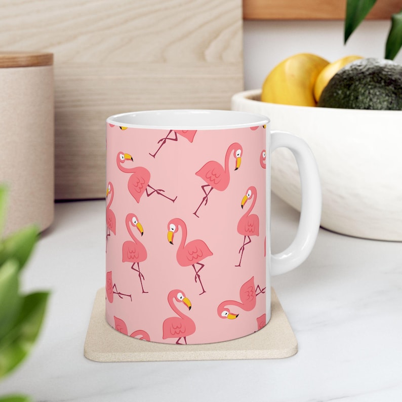 Flamingo Ceramic Mug, Cute Flamingo Coffee Cup, Tropical Drinkware ...