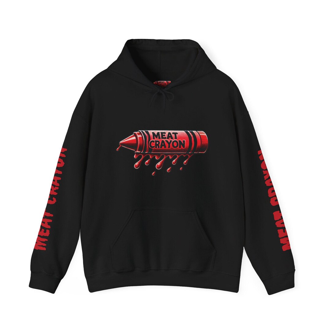 Meat Crayon Unisex Hoodie – Biker Skull Graphic, Dark Humor Pullover ...