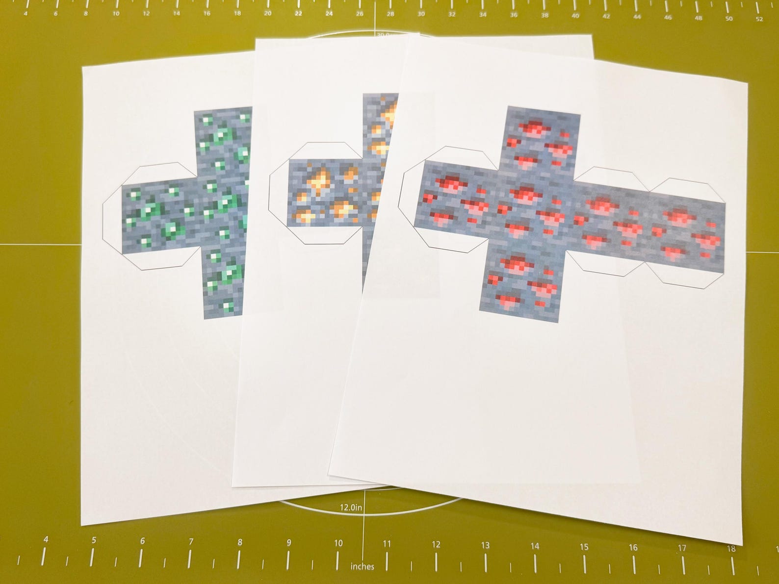 Minecraft Ore Blocks & Torch – Printable 3D Papercraft Set for Cake ...