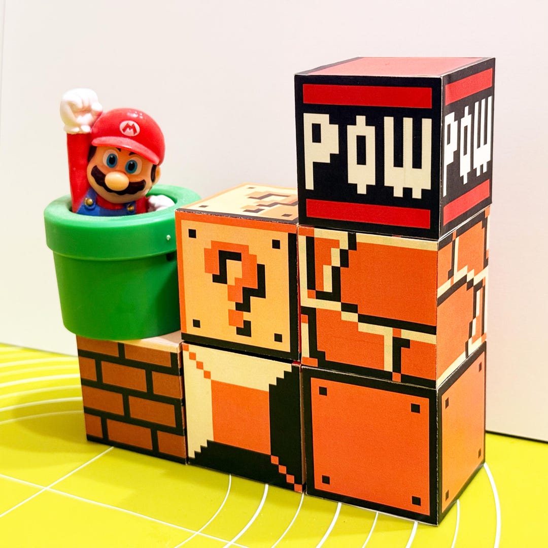 Super Mario Bros Printable Blocks – Vintage 3D Papercraft Question ...
