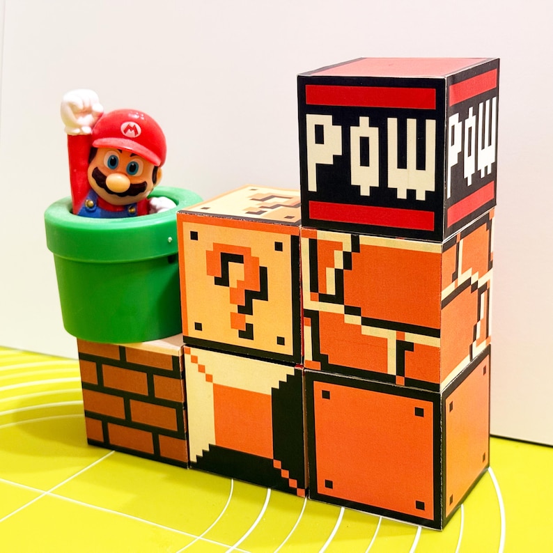 Super Mario Bros Printable Blocks – Vintage 3D Papercraft Question ...