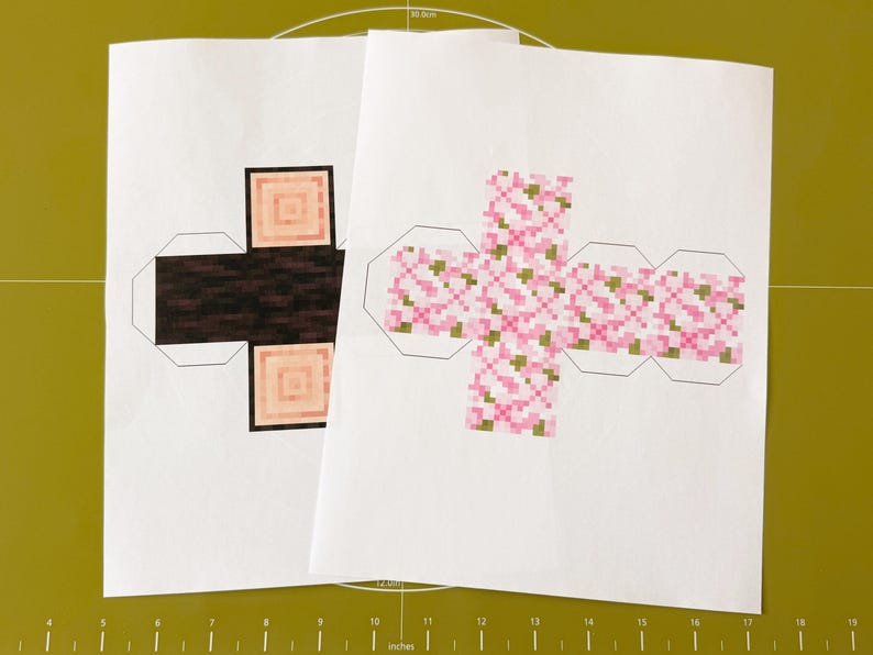 Minecraft Style Tree Blocks – 16 Printable PDF Craft Blocks – Cherry ...