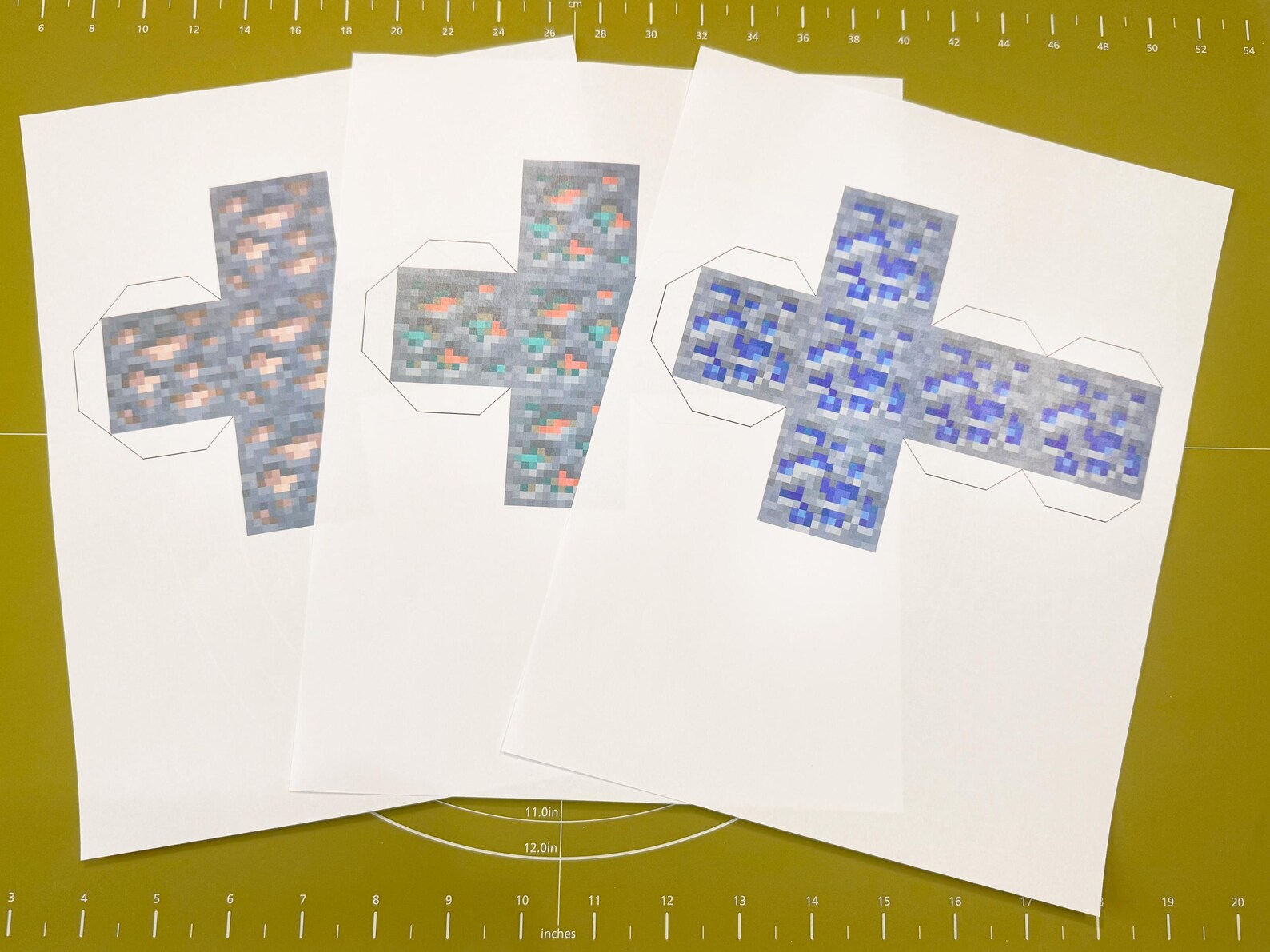 Minecraft Ore Blocks & Torch – Printable 3D Papercraft Set for Cake ...