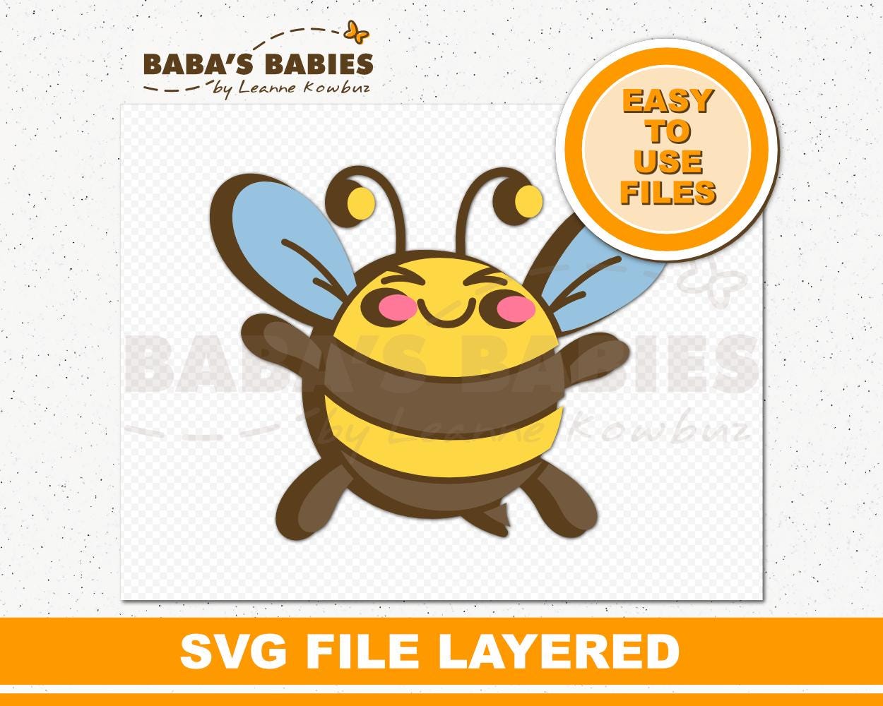 Cute Bee SVG, Cute Bumble Bee SVG, Honey Bee PNG, Cute Bee Clipart, Kawaii Bee, Cricut Cut File ...