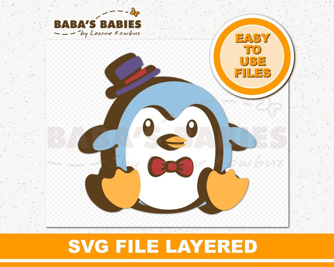 Kawaii Penguin SVG: Layered Clipart With Top Hat (digital Download) - Etsy