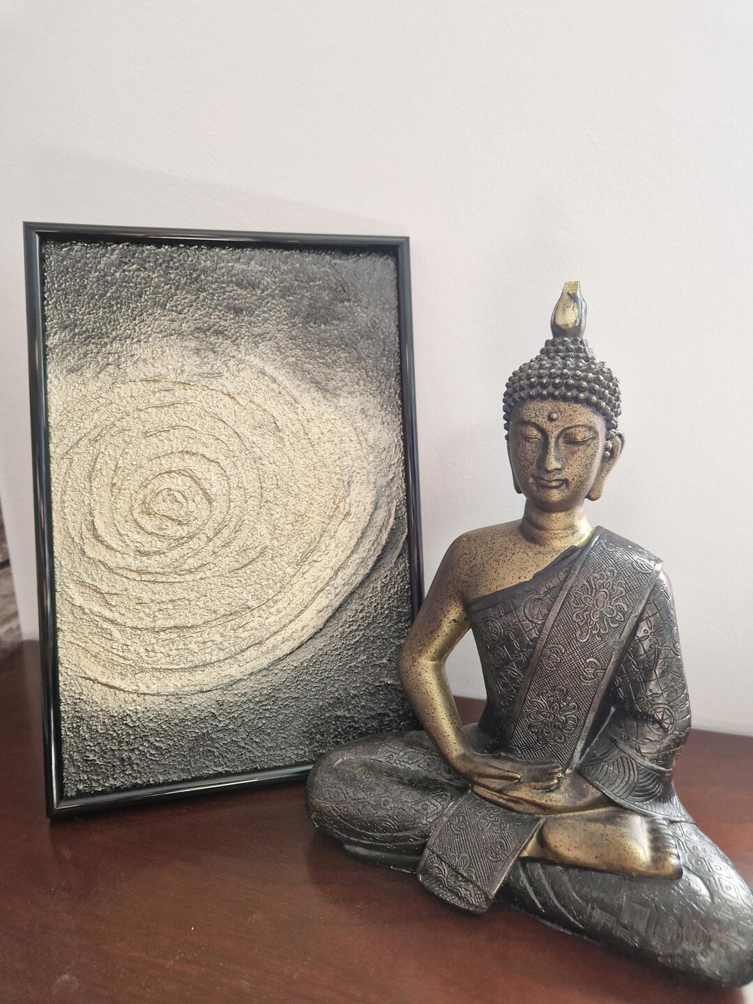A4 Textured Painting Zen Spiral | Framed – Handmade Textured Art on ...