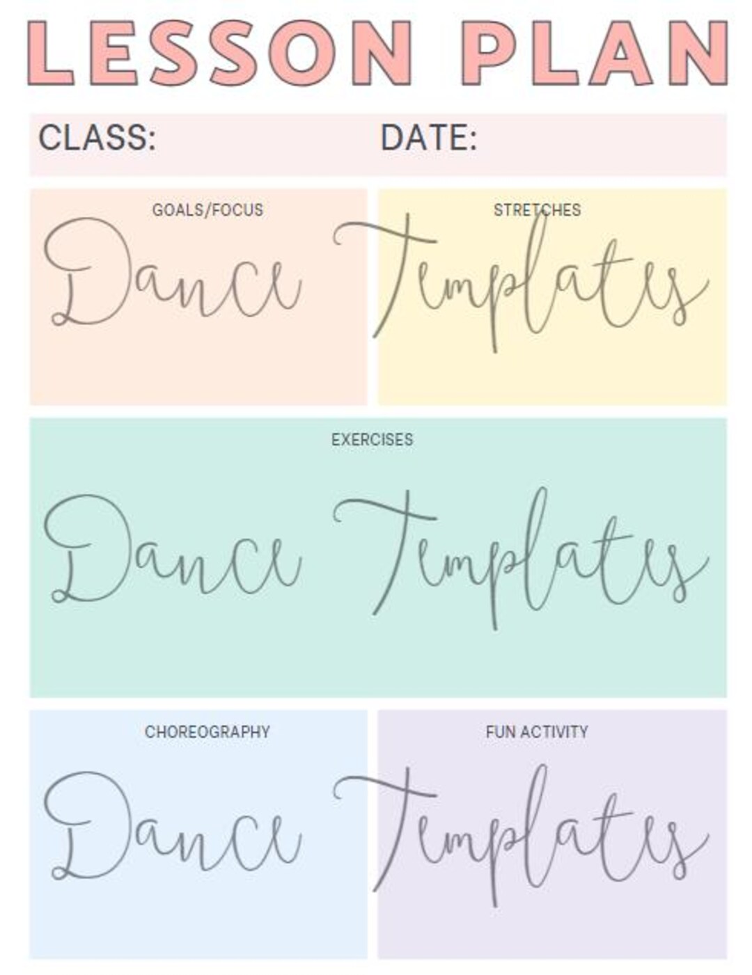 Rainbow Dance Lesson Plan Template & Attendance Tracker - Etsy