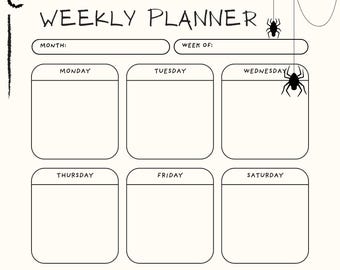 Spooky Weekly Planner - Editable Canva Template - Etsy